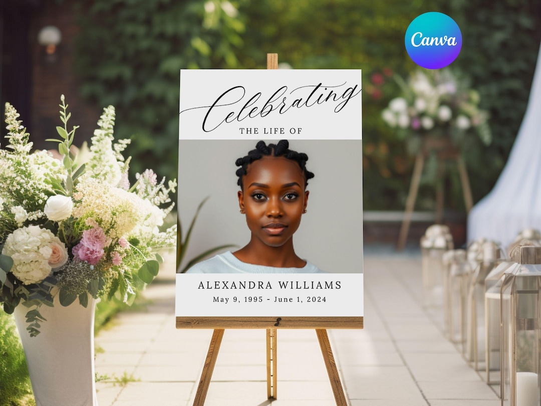 Editable Funeral Welcome Sign Celebration of Life Funeral Poster ...