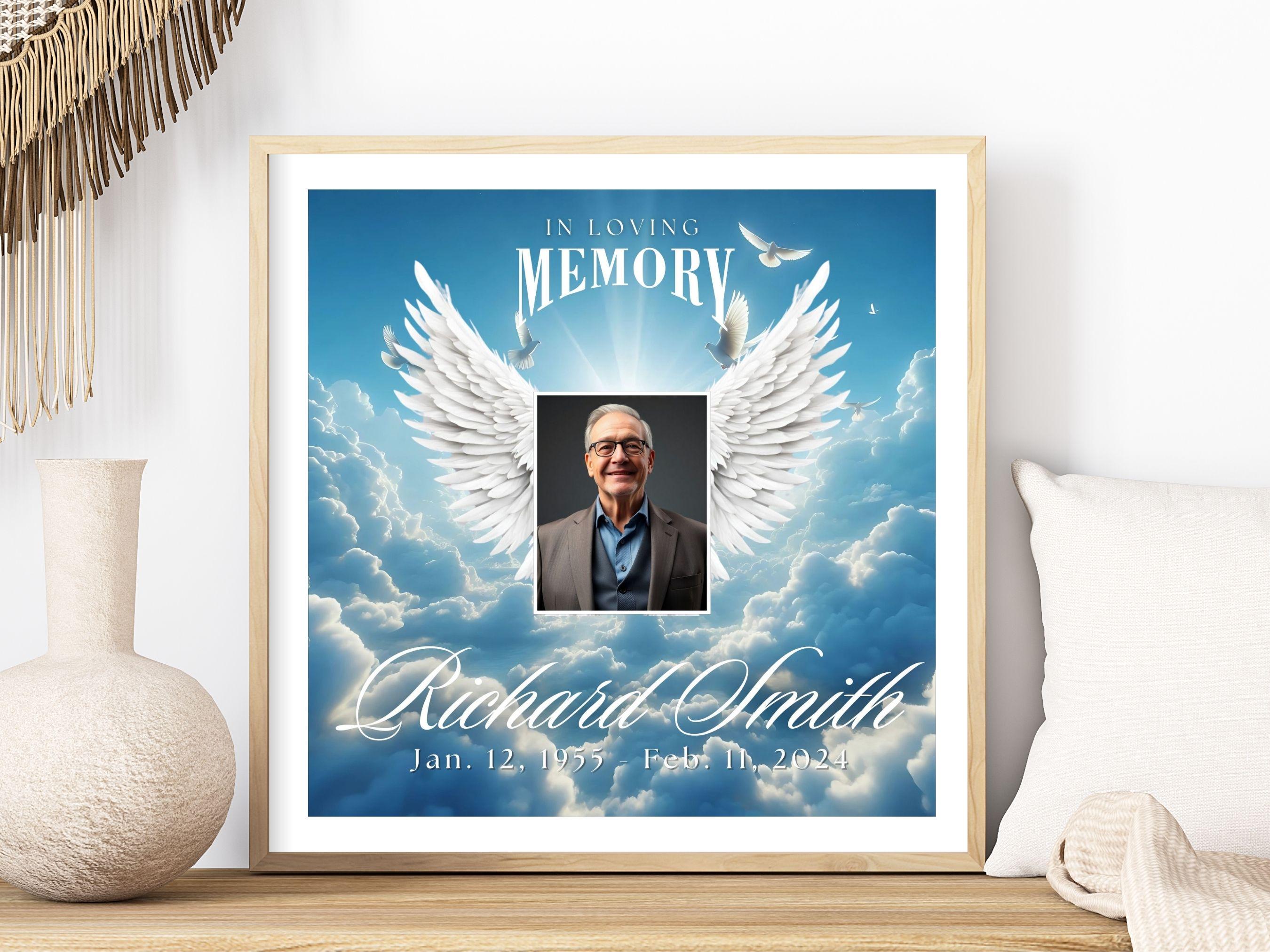 2 Blue Memorial Background PNG Angel Wings Heaven Background Rest in ...