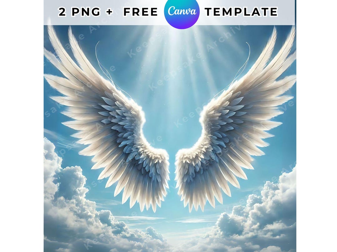 2 Memorial Background PNG Angel Wings Heaven Background Rest in Peace ...
