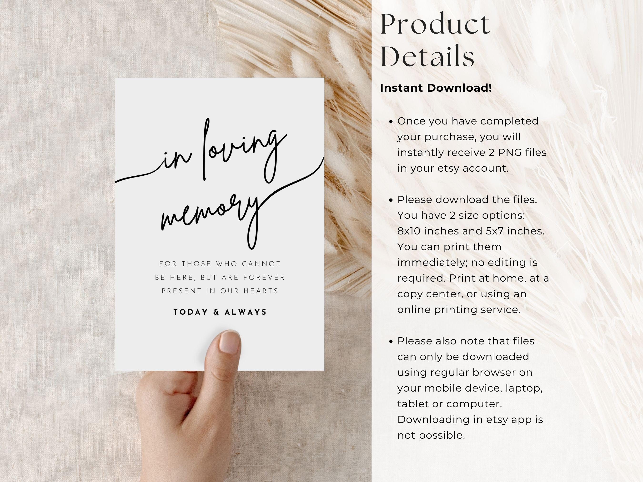 In Loving Memory Wedding Sign Memorial Table Sign Wedding Sign ...