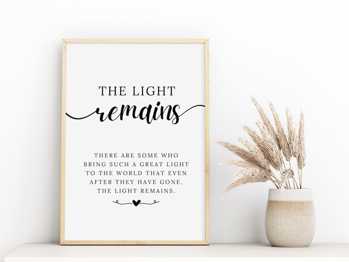 Memorial Table Sign Poem for Funeral the Light Remains Printable ...
