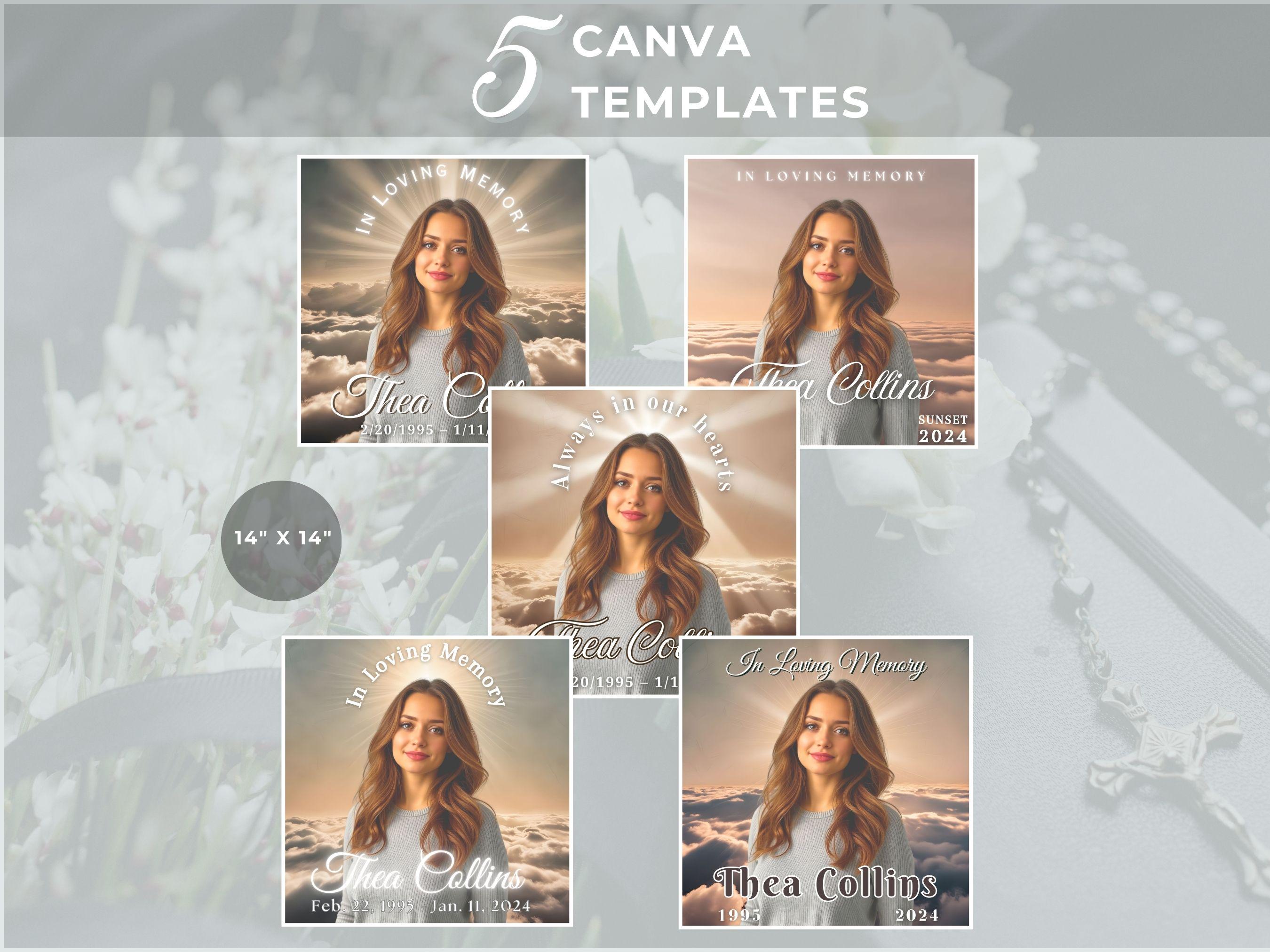 Customizable Memorial Photo Sunset Heaven Background 5 Pre Designed ...