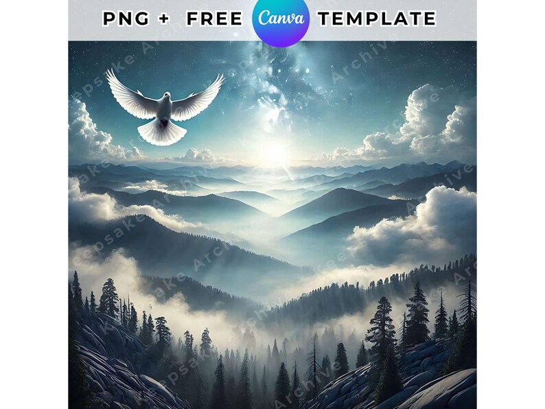 Blue Memorial Background PNG Funeral Template Printable Dove Mountain ...