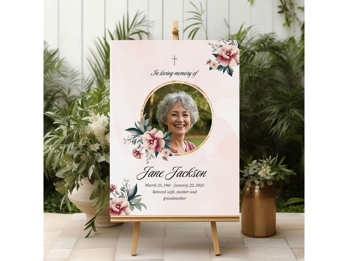 Pink Funeral Welcome Sign Celebration of Life Poster in Loving Memory ...