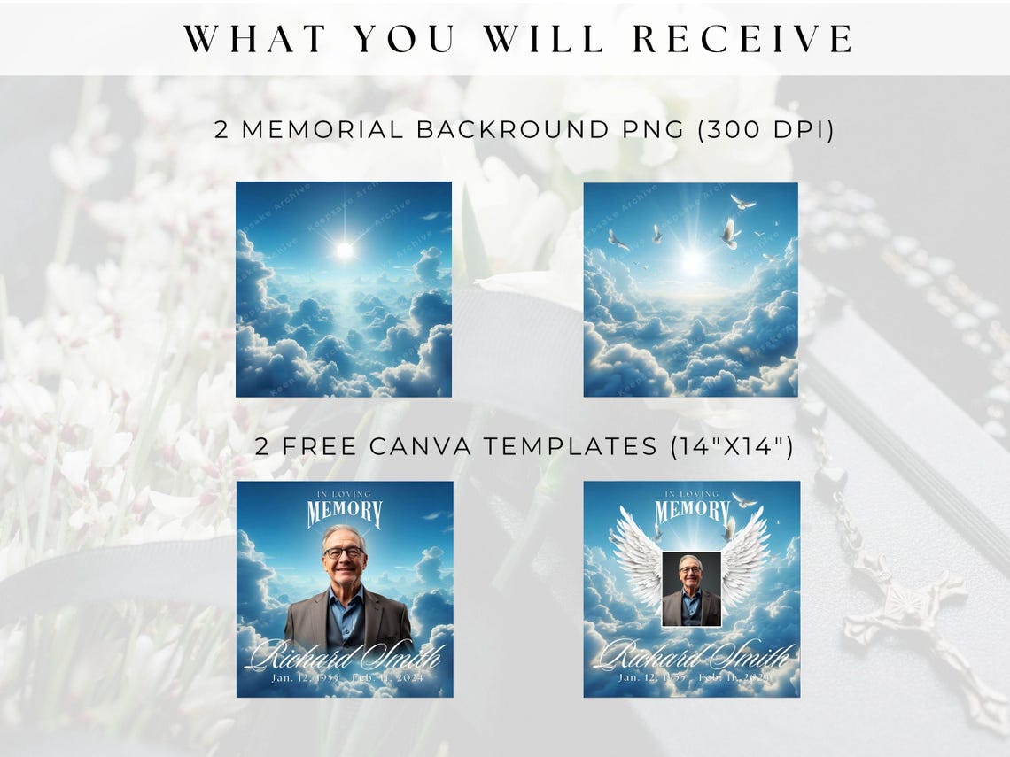 2 Blue Memorial Background PNG Angel Wings Heaven Background Rest in ...