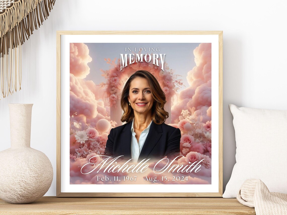 Pink Memorial Background PNG Heavens Gate in Loving Memory Backdrop Rip ...