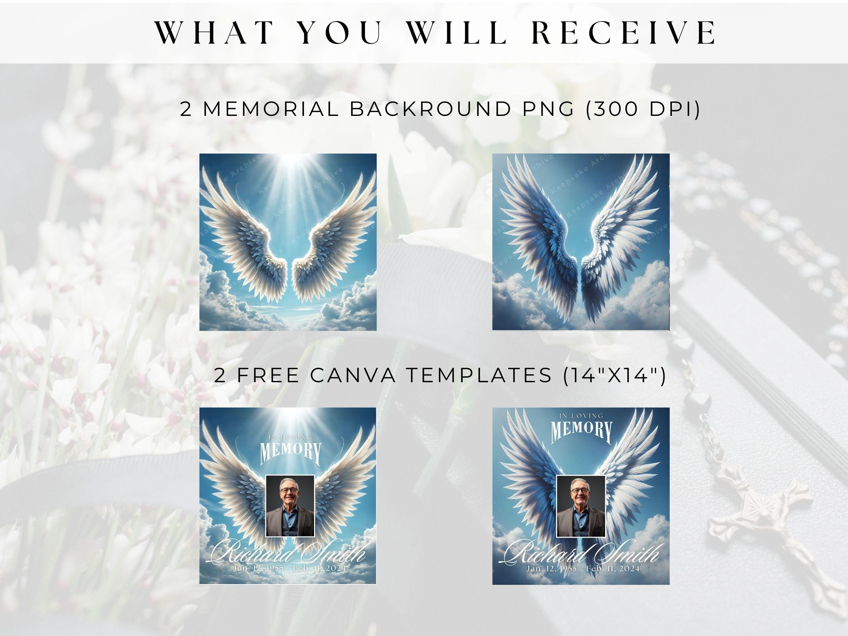 2 Memorial Background PNG Angel Wings Heaven Background Rest in Peace ...