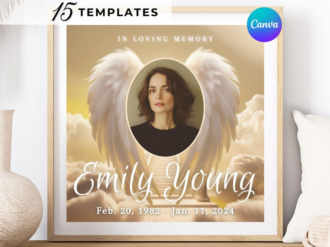 Customizable Memorial Photo Funeral Template in Loving Memory Angel ...