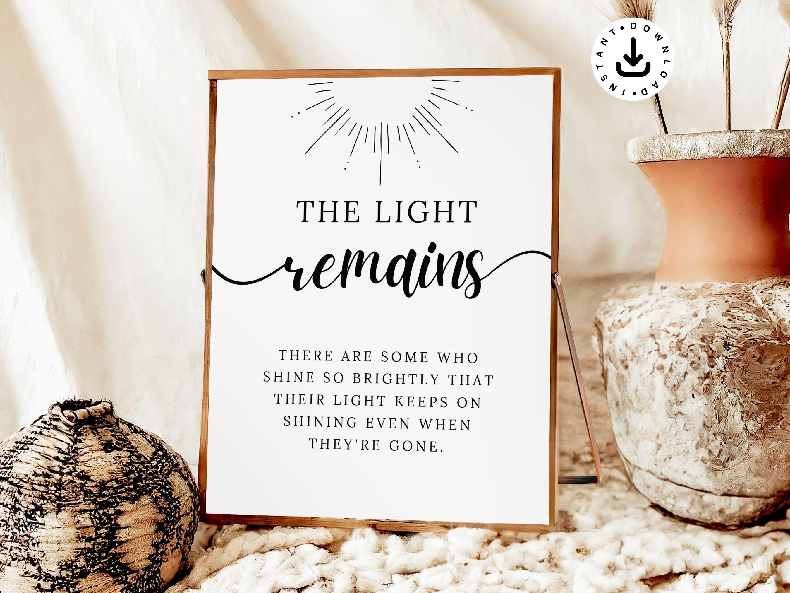 Memorial Table Sign the Light Remains Funeral Printable Poem for ...