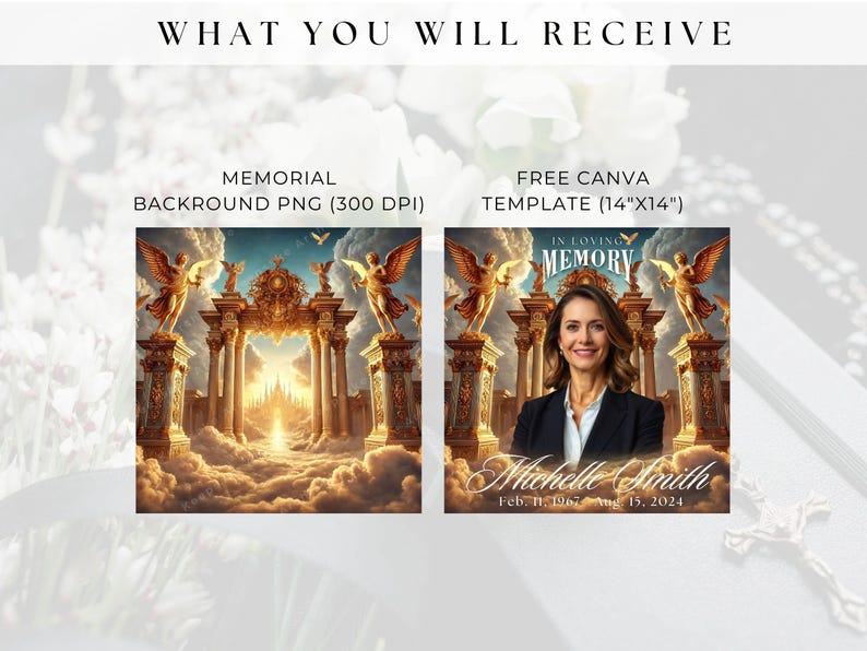 Gold Memorial Background Png Heaven Gate Angel Background in Loving ...