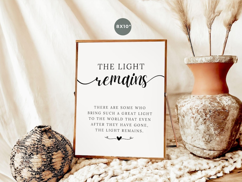 Memorial Table Sign Poem for Funeral the Light Remains Printable ...