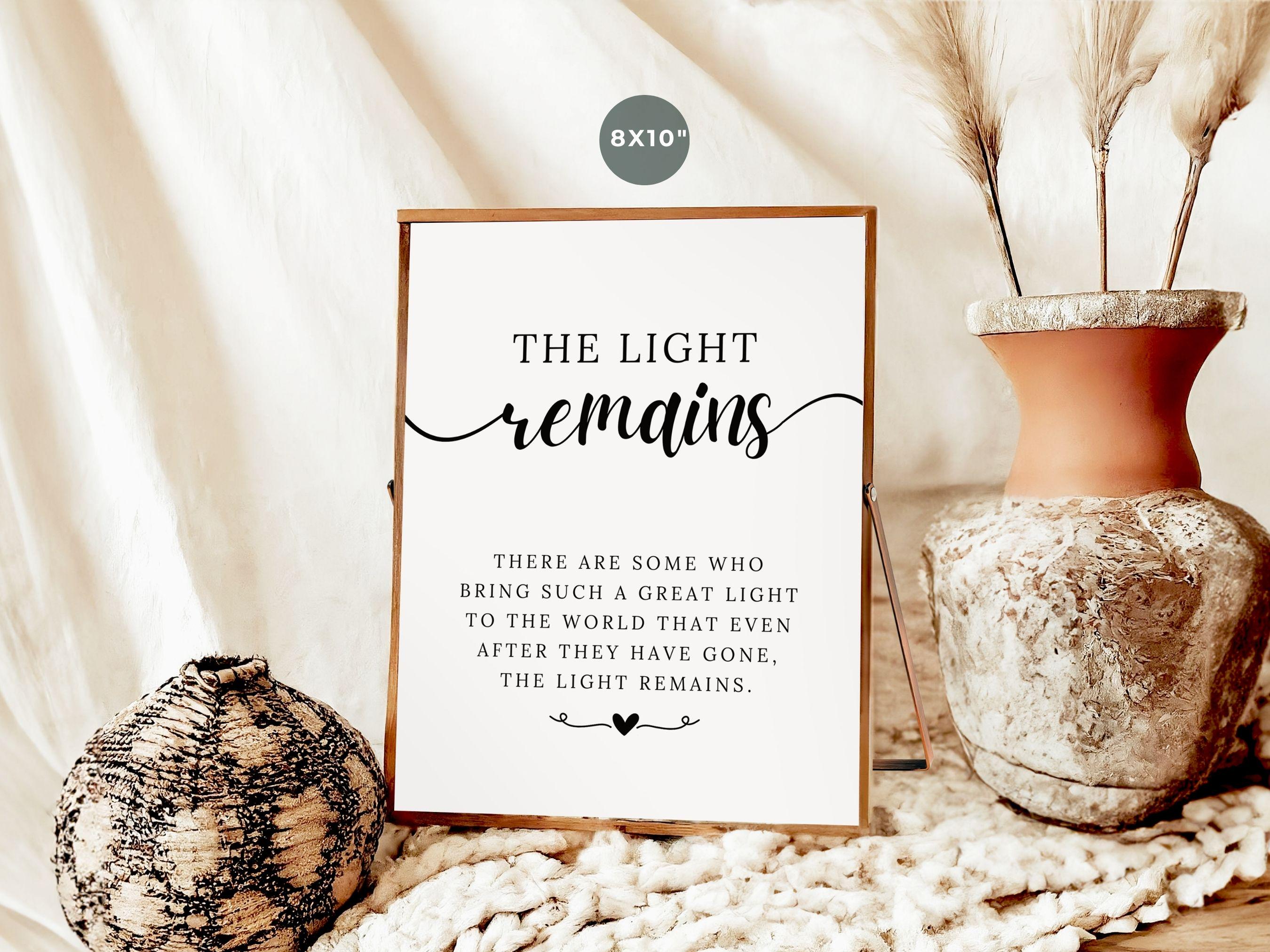 Memorial Table Sign Poem for Funeral the Light Remains Printable ...