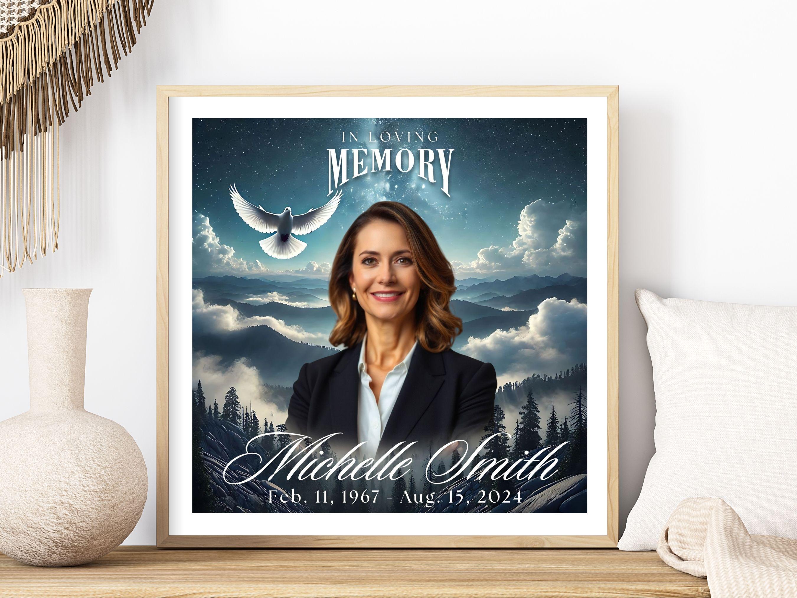 Blue Memorial Background PNG Funeral Template Printable Dove Mountain ...