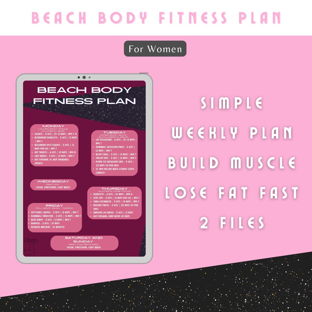Beach Body Workout Plan for Women - Glutes and Muscle Growth, Fat Loss ...