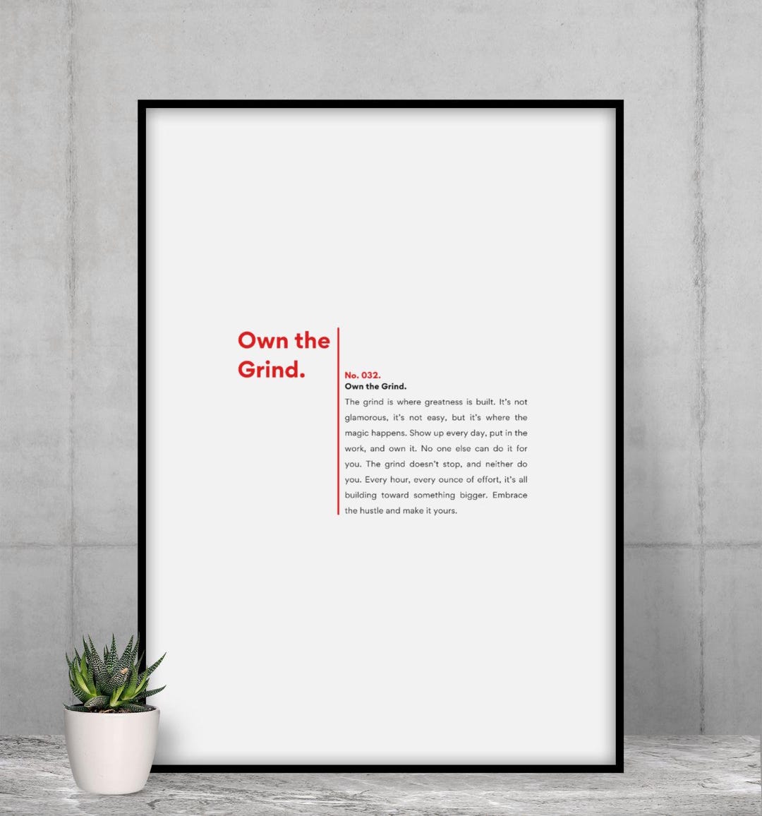 Inspirational 'own the Grind Poster Print, Motivational Quote Poster ...