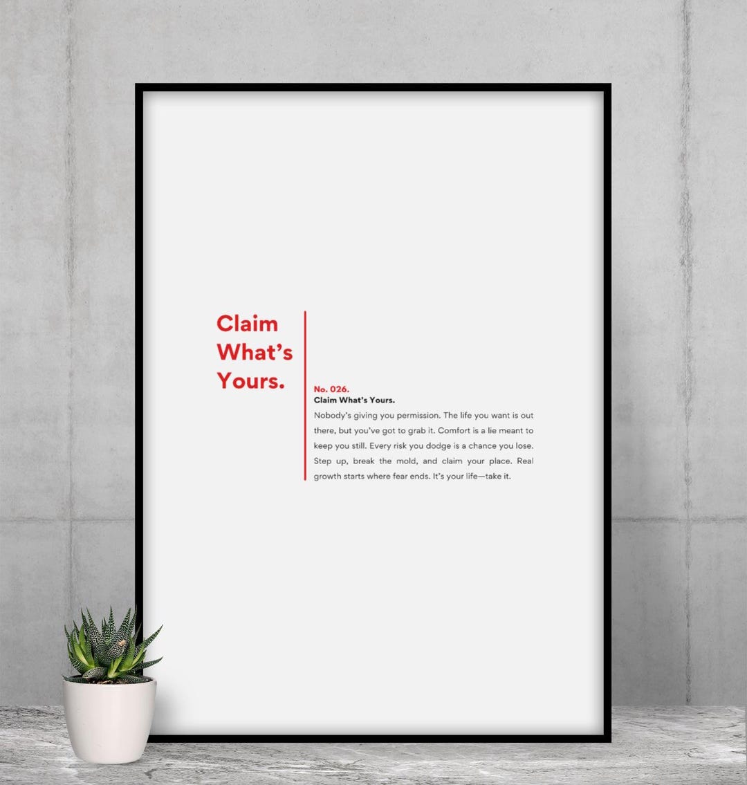 Inspirational ‘claim What's Yours’ Poster Print, Motivational Quote ...