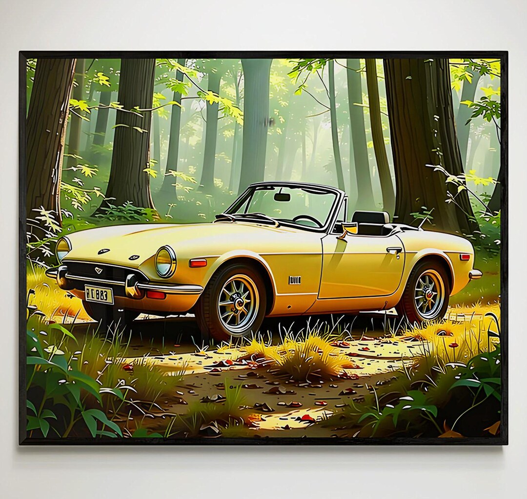 Vintage Car Fine Art Posters - Triumph Spitfire Design, Retro Wall Art ...