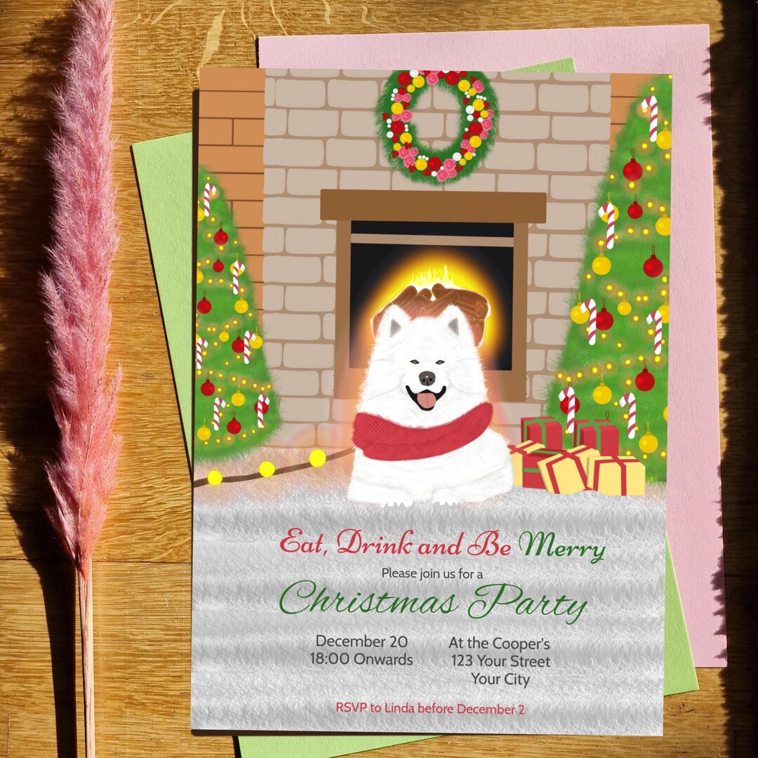 Editable Christmas Party Invite Template | Pet Dog Christmas Invite ...