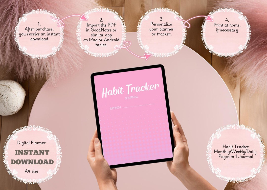 Easy to Use Digital Habit Tracker Journal | Minimalist Monthly, Weekly ...