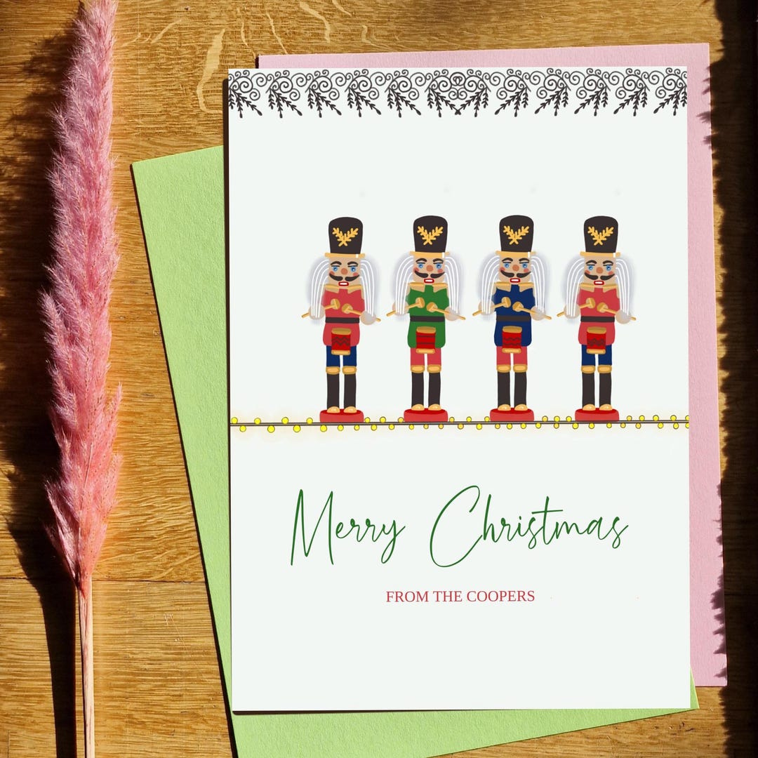 Editable Christmas Card Template Nutcracker Card Holiday Greetings Card ...