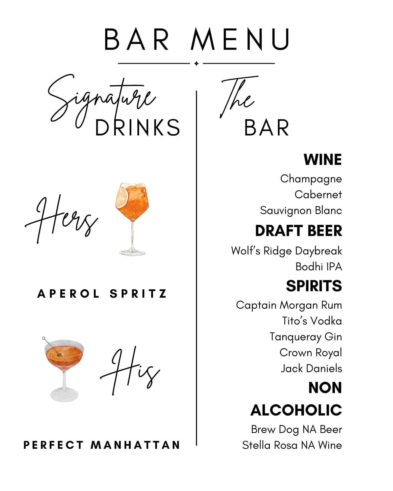 Wedding Cocktail Sign Template | Signature Drinks | Editable Digital ...