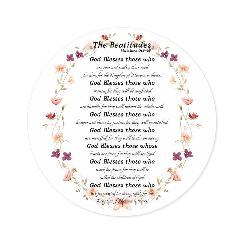 Inspirational Round Waterproof Stickers, Floral Design for Home Decor ...