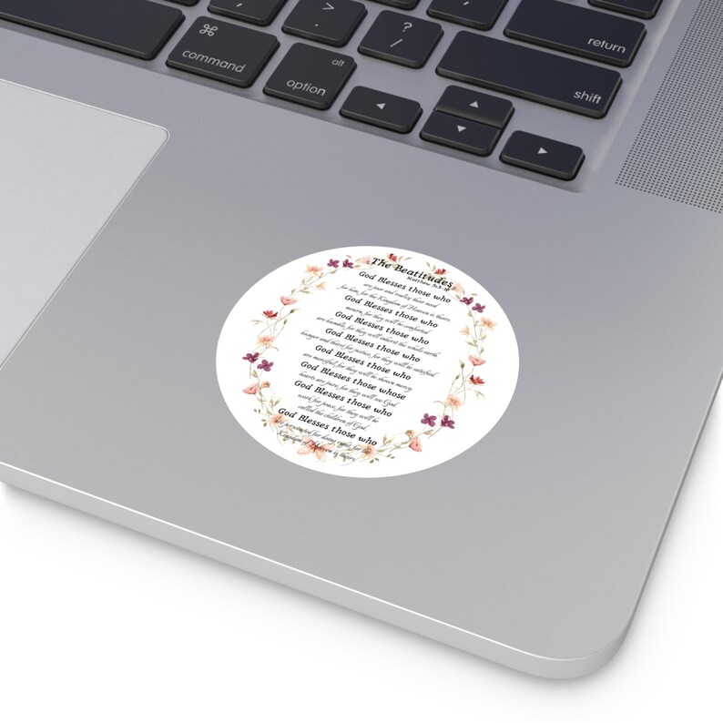 Inspirational Round Waterproof Stickers, Floral Design for Home Decor ...