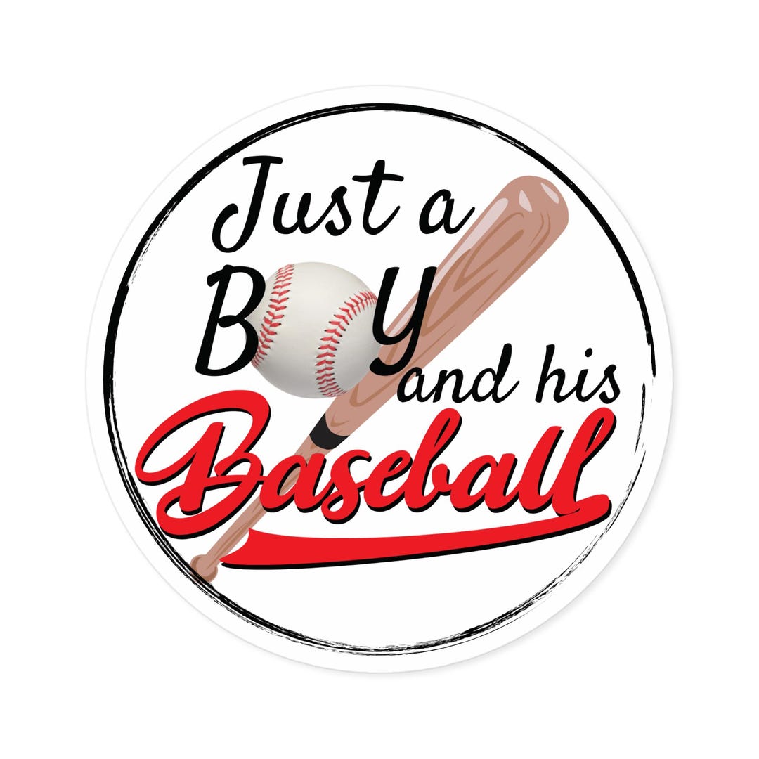 Just a Boy and His Baseball Round Sticker, Waterproof, Perfect for ...