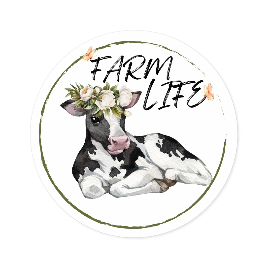 Farm Life Stickers, Cute Cow Decal, Farmhouse Decor, Agricultural Gifts ...