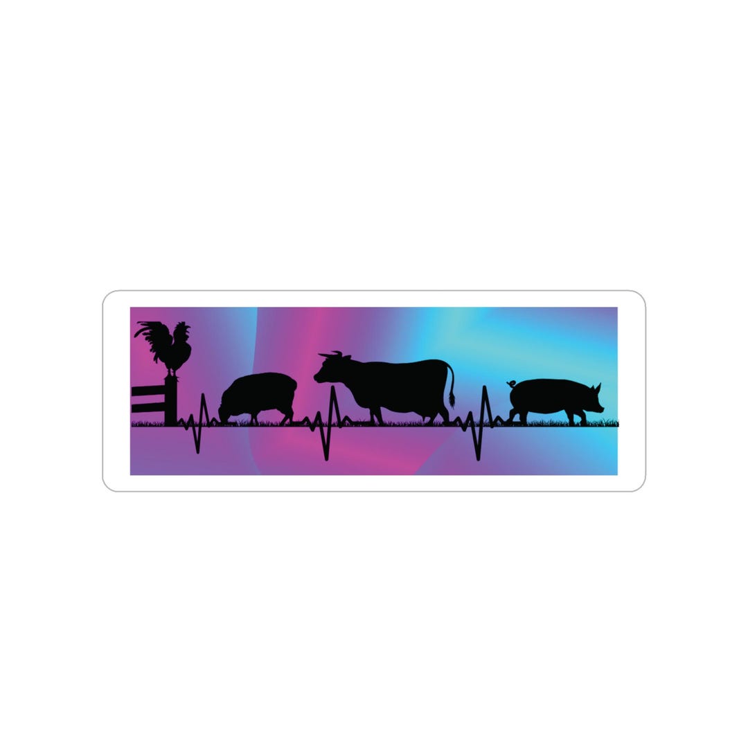 Farm Animal Heartbeat Transparent Waterproof Sticker, Bumper Sticker ...
