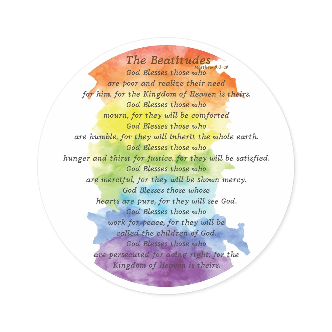 Inspirational Round Stickers, Colorful Beatitudes Design, Perfect for ...