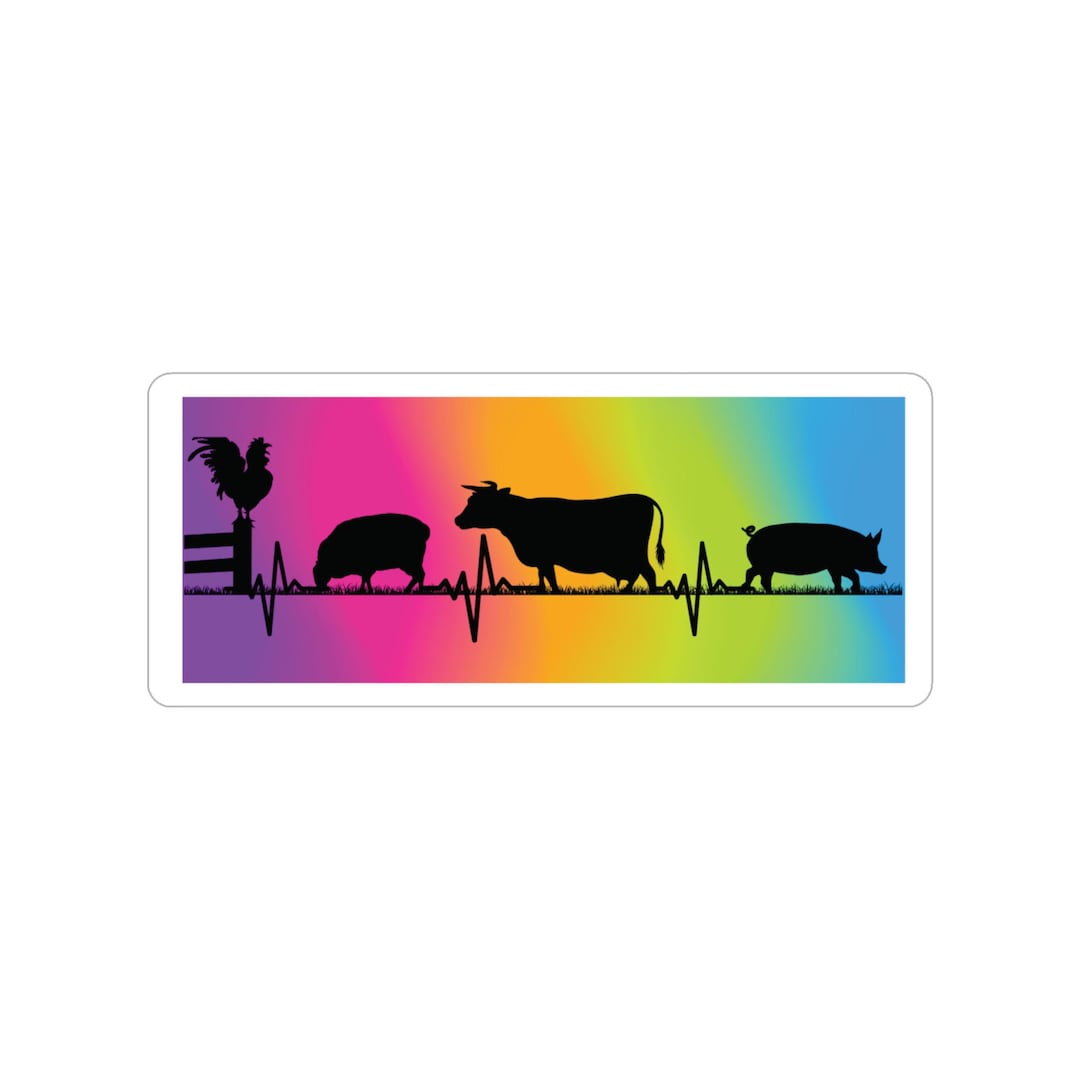 Vibrant Farm Animal Heartbeat Sticker - Colorful Die-cut Indoor/outdoor ...