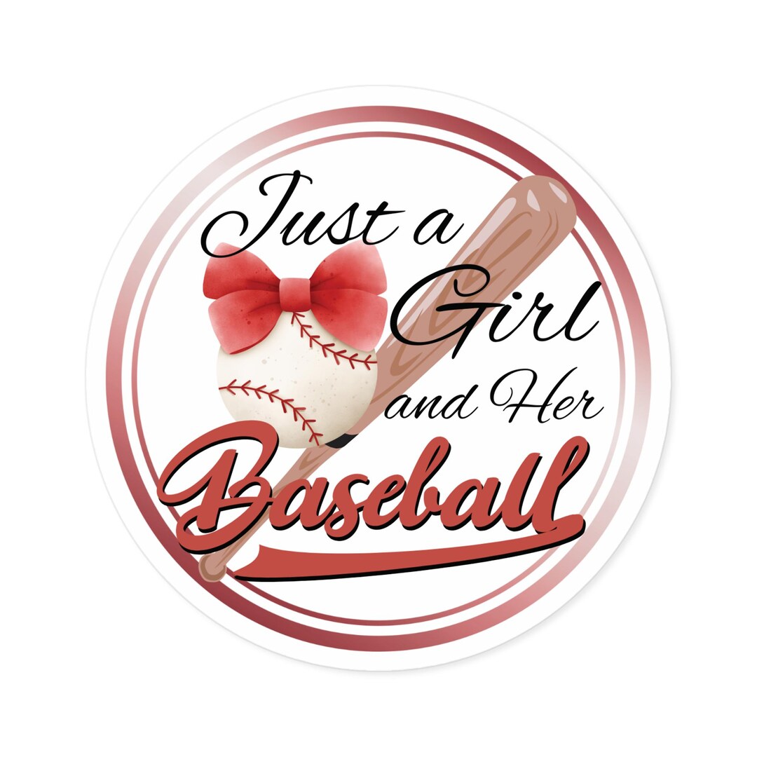 Just a Girl and Her Baseball Round Stickers, Waterproof Stickers ...