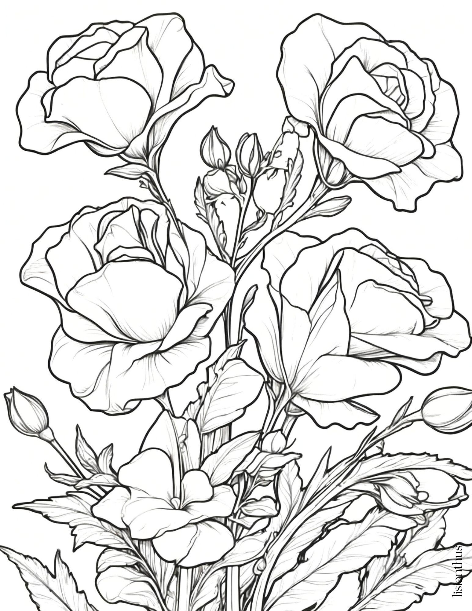 110 Beautiful Flowers Coloring Pages Adult and Kid Coloring Pages Zen ...