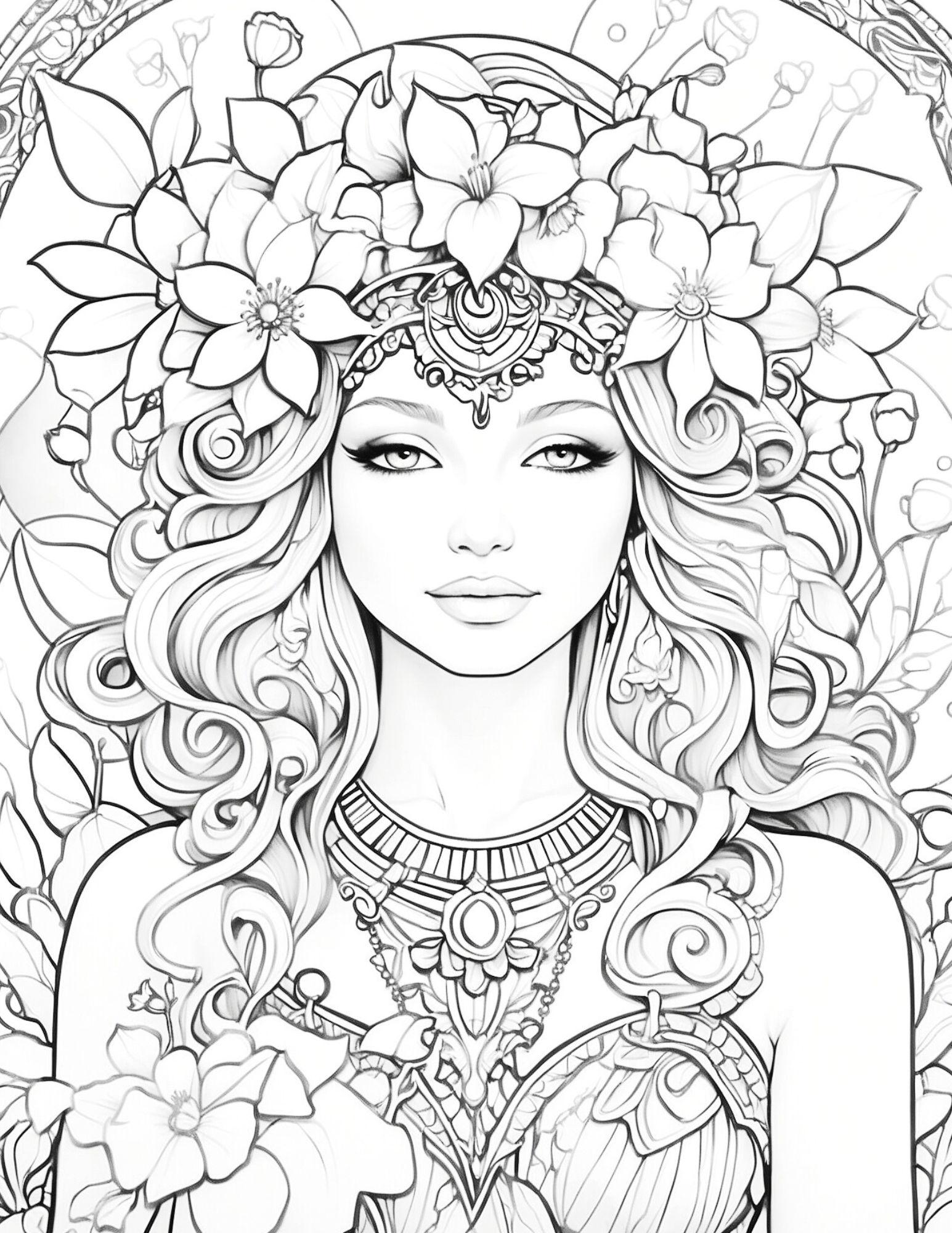 110 Beautiful Flowers Coloring Pages Adult and Kid Coloring Pages Zen ...