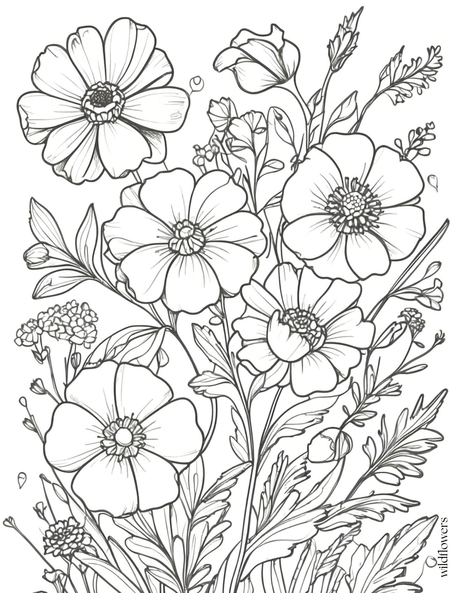 110 Beautiful Flowers Coloring Pages Adult and Kid Coloring Pages Zen ...