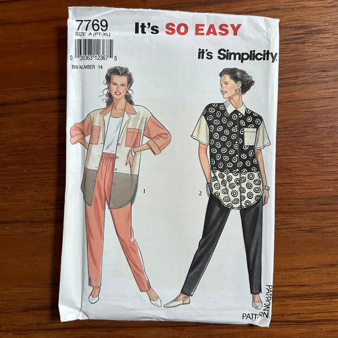 UNCUT Simplicity Vintage 7769 Color Block Shirt Size Pt-xl Pattern - Etsy