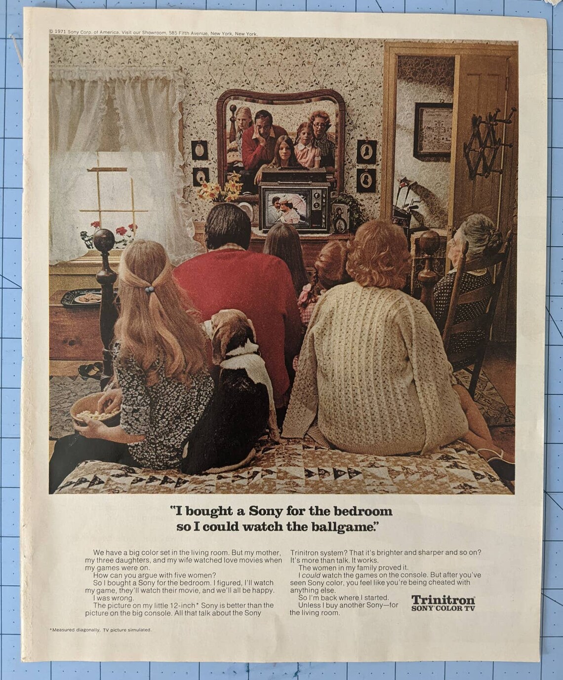 Vintage Print 1971 Ad Sony Trinitron TV - Etsy