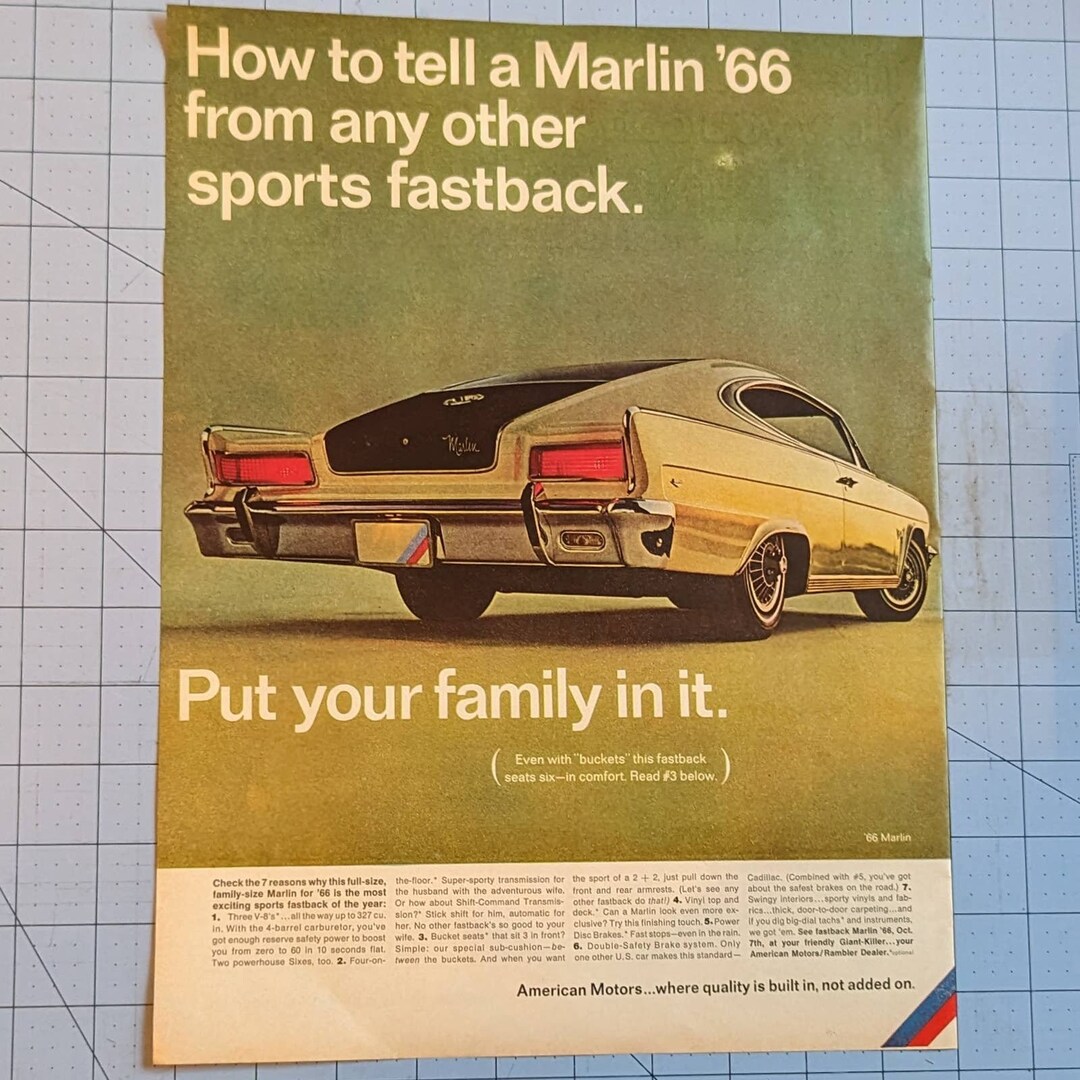Vintage Print Ad 1965 Marlin '66 Auto - Etsy