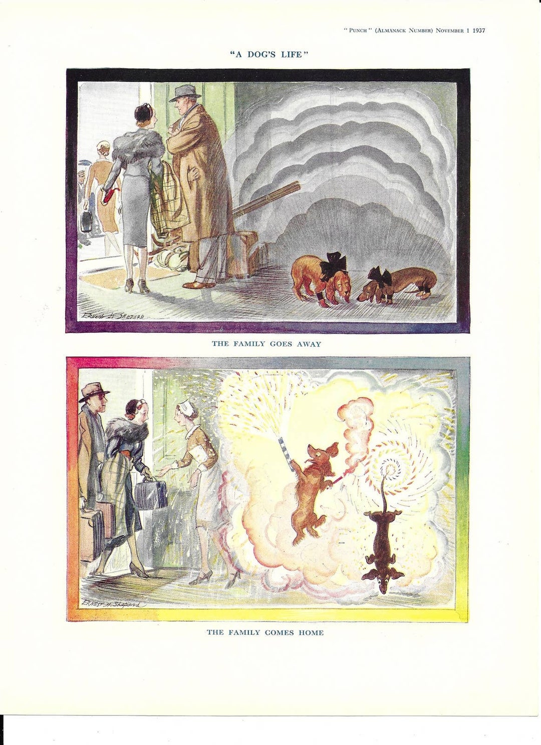 VINTAGE Color Shepard Cartoons - British 1937 Punch Magazine - "a Dog's ...