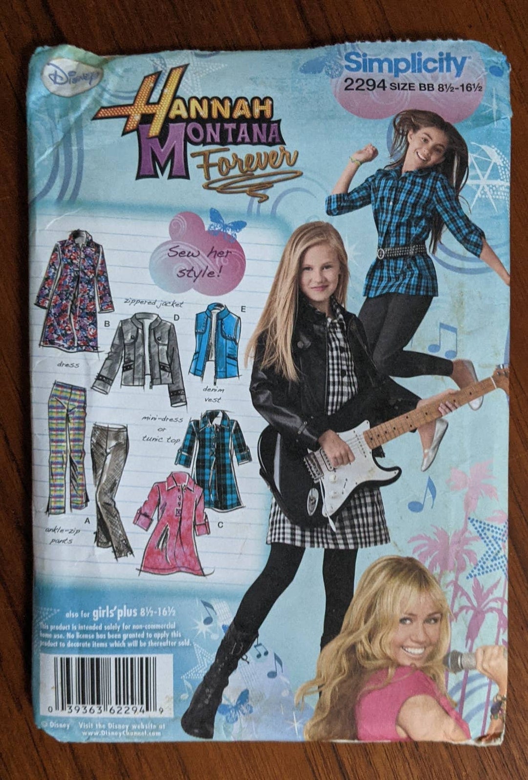 UNCUT Simplicity Hannah Montana Pattern 2294 Size 8.5-16.5 - Etsy