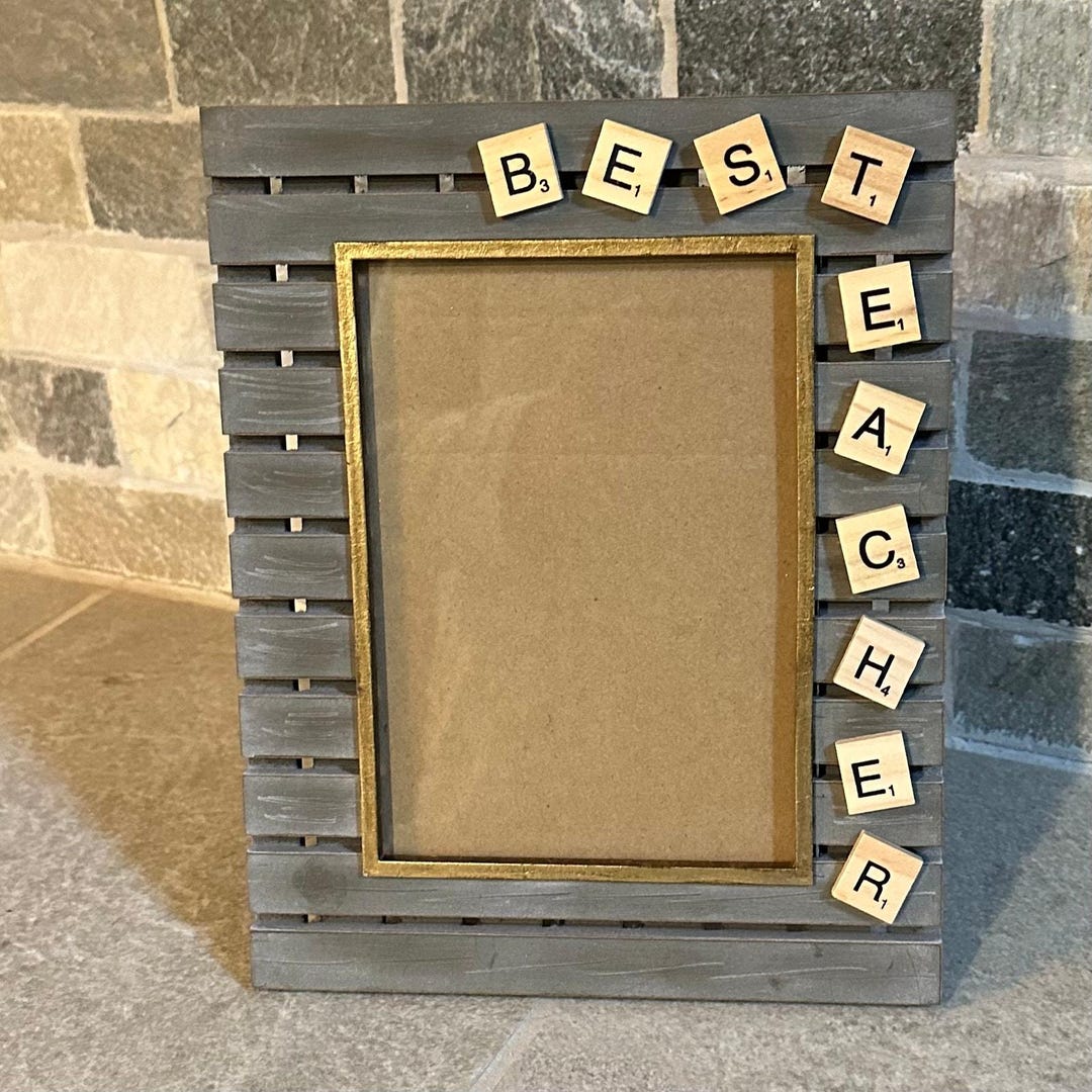 Best Teacher Scrabble Tile Frame - Etsy