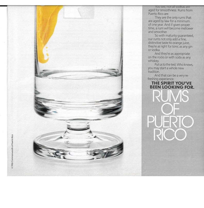 Vintage Print Ad 1986 Rums of Puerto Rico - Etsy