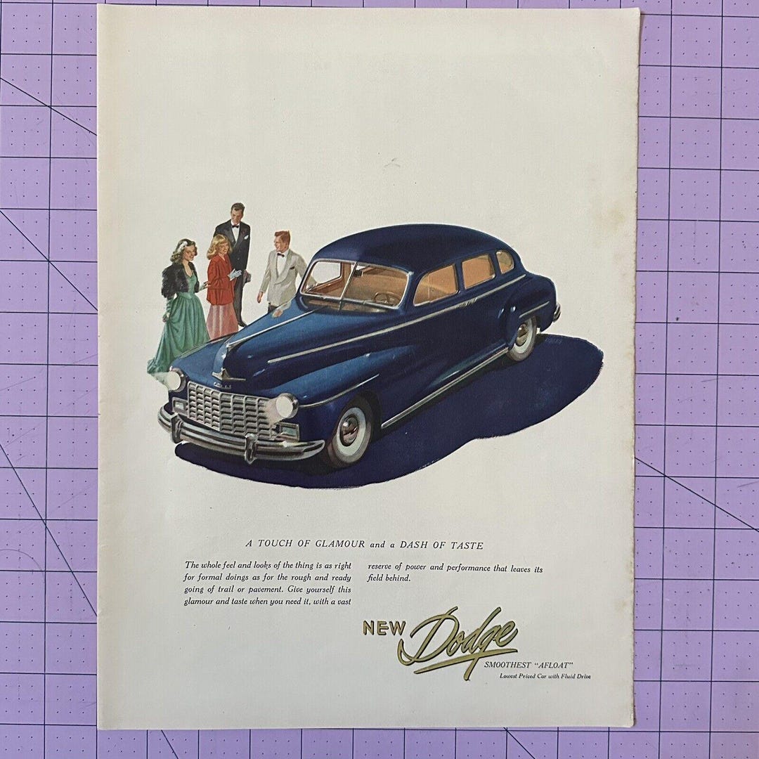 1947 Dodge: A Touch of Glamour Dash of Taste Vintage Print Ad - Etsy