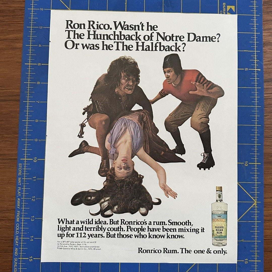 1969 Ronrico Rum: Hunchback of Notre Dame Vintage Print Ad - Etsy