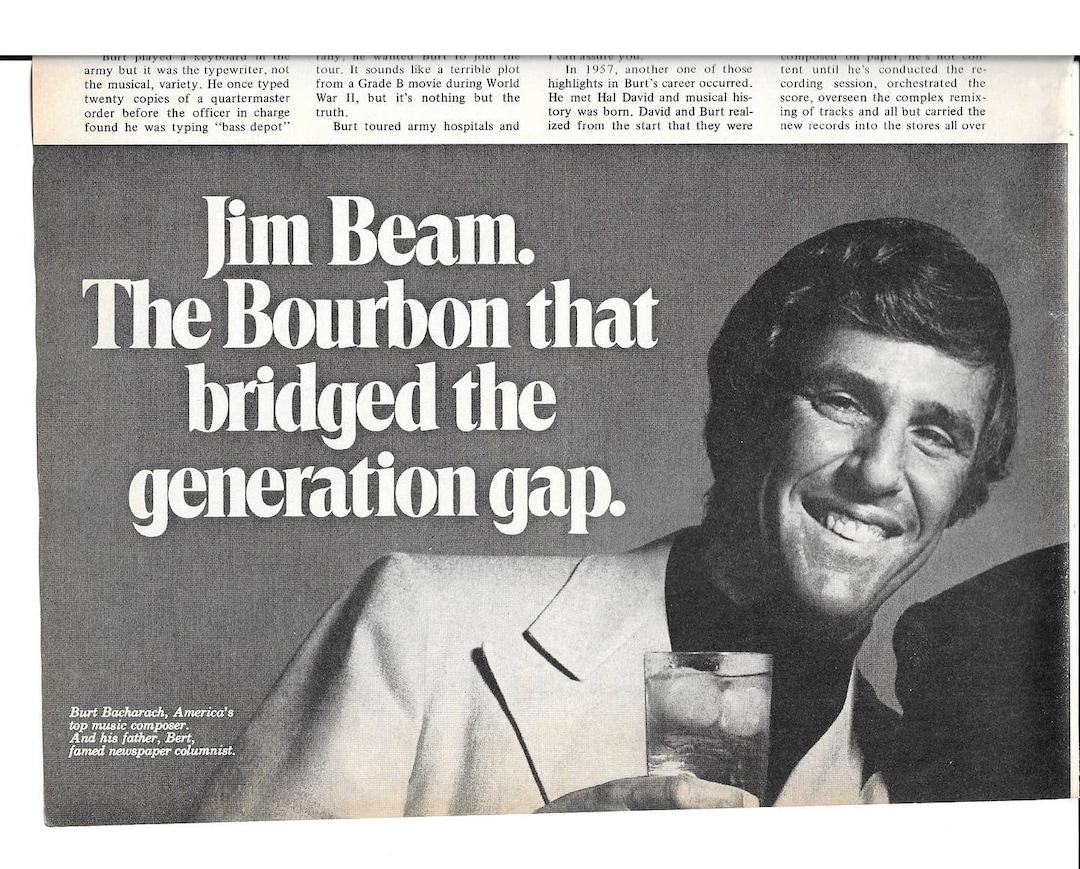 Vintage Print Ad Jim Beam Bourbon 1971 Bert Bacharach - Etsy