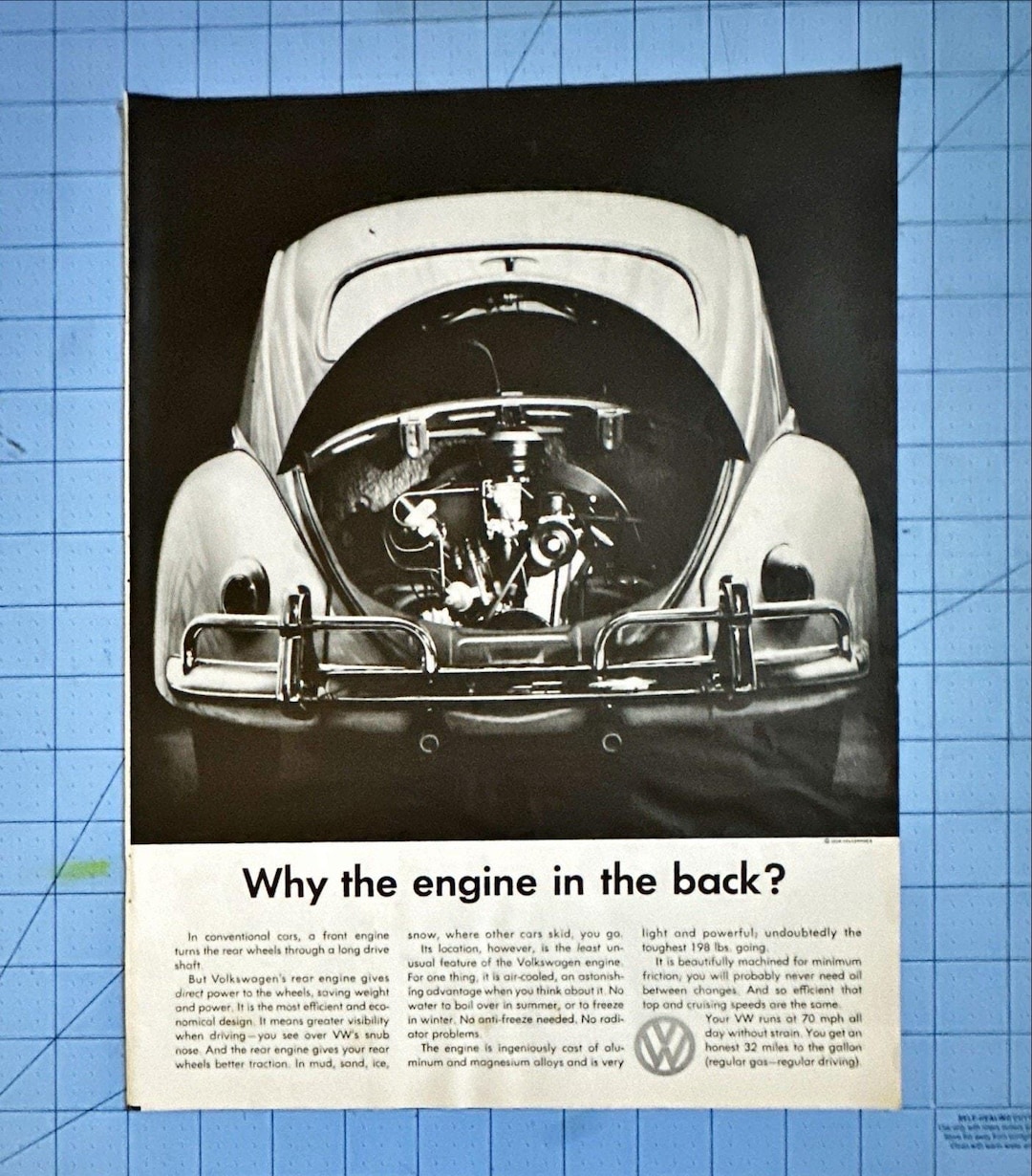 1959 Volkswagen Beetle Print Ad Why the Engine in the Back? - Etsy