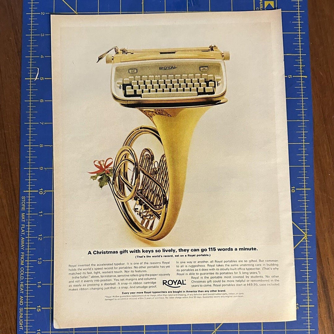 1963 Royal Typewriter Portable Tuba Vintage Print Ad - Etsy