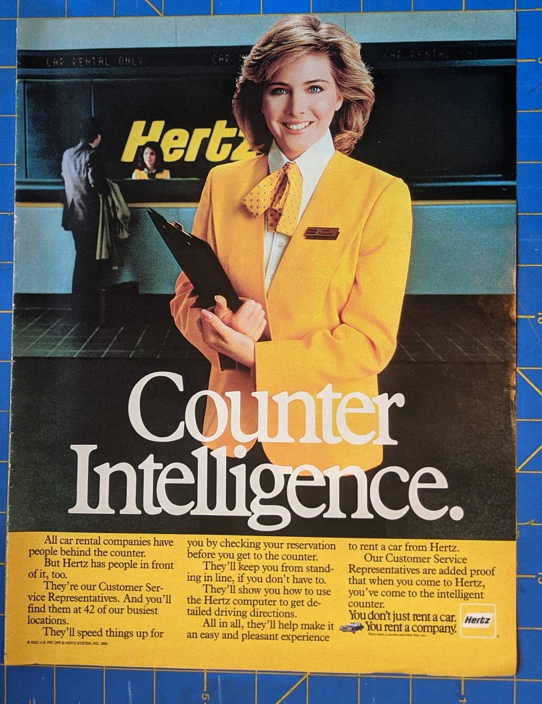 Vintage Print Ad 1986 Hertz Counter Intelligence - Etsy