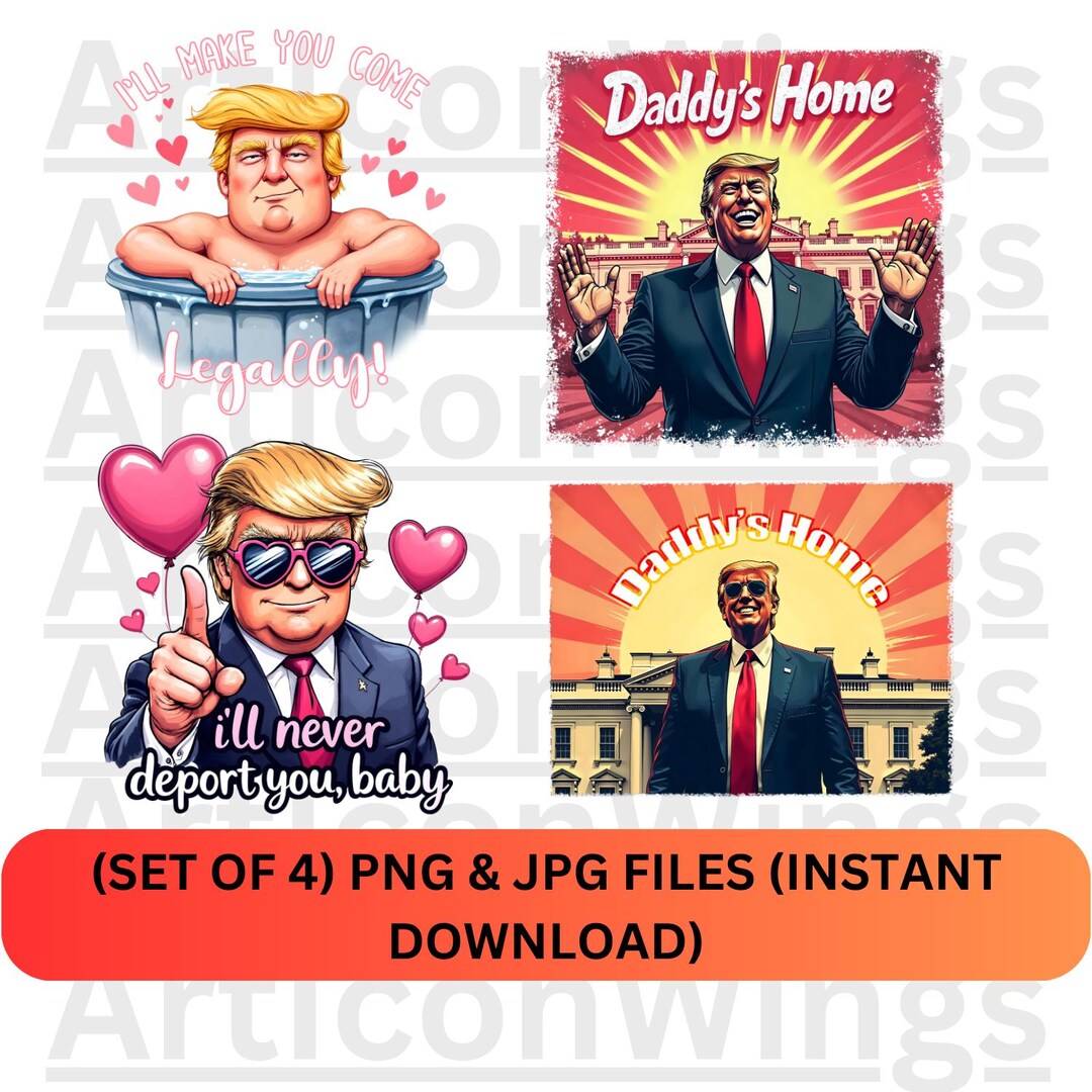Trump Valentines Day PNG BUNDLE Bulk Pack of 4 Clipart Designs Funny ...